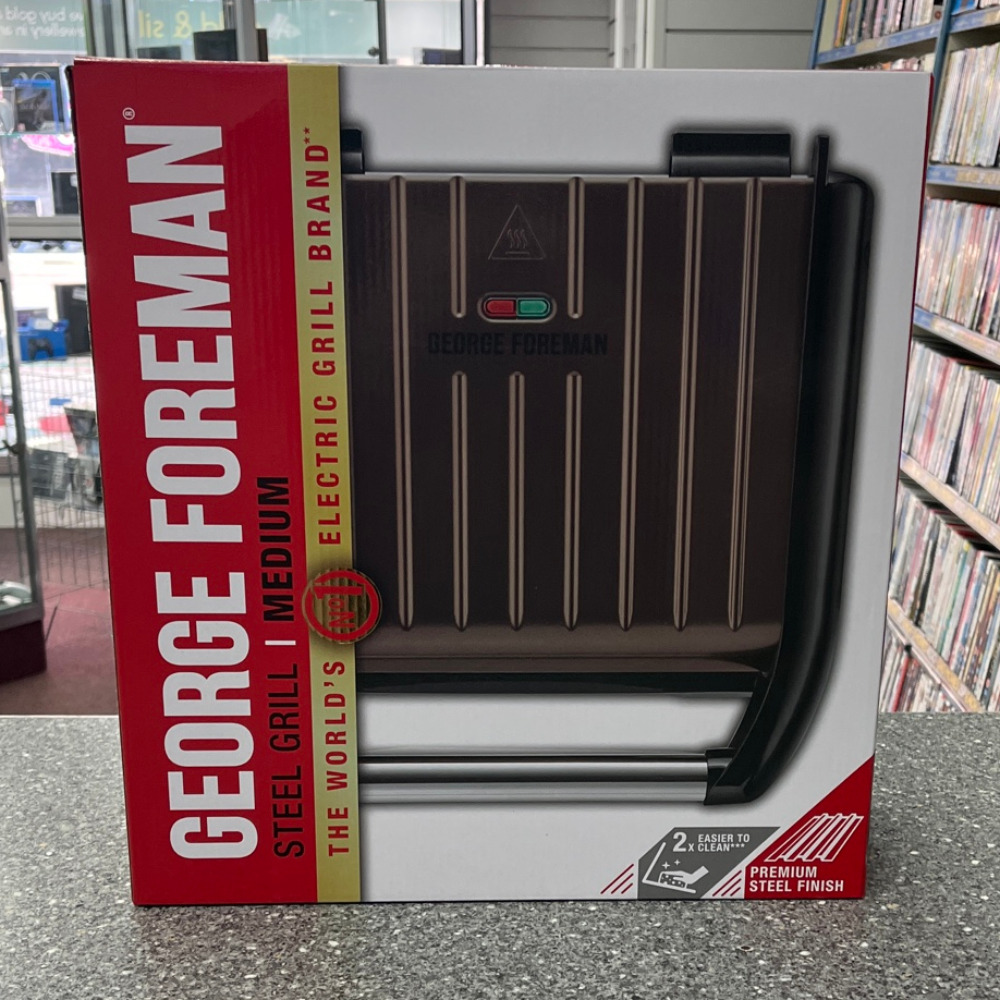 New George Forman Steel Grill Dark Bronze - Own4Less